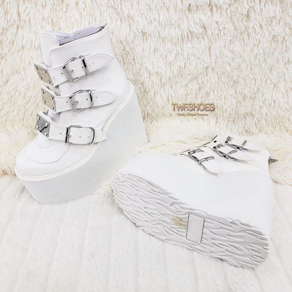 Demonia | Shoes | White Platform Wedge Goth Punk Ankle Boots Swing ...